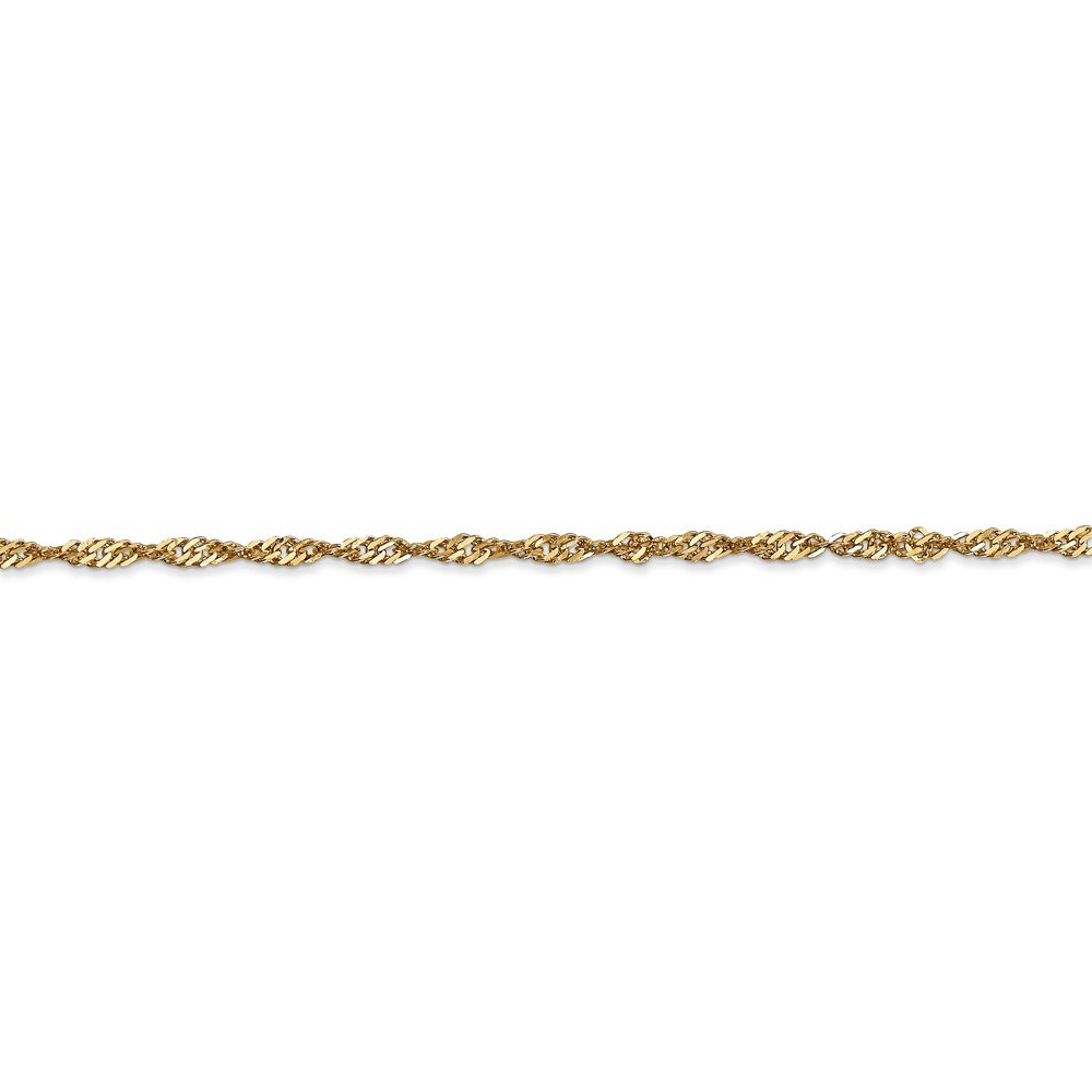 Solid 14k Yellow Gold 2mm Singapore Twist Chain Necklace - with Secure Lobster Lock Clasp 18"