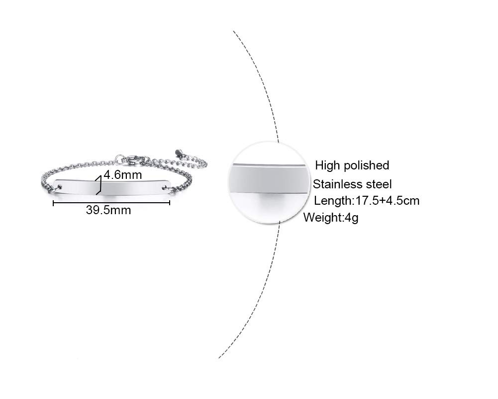 VNOX Set for 5 Customize Friendship Jewelry Stainless Steel Delicate Skinny Bar Adjustable Bridesmaid Bracelet