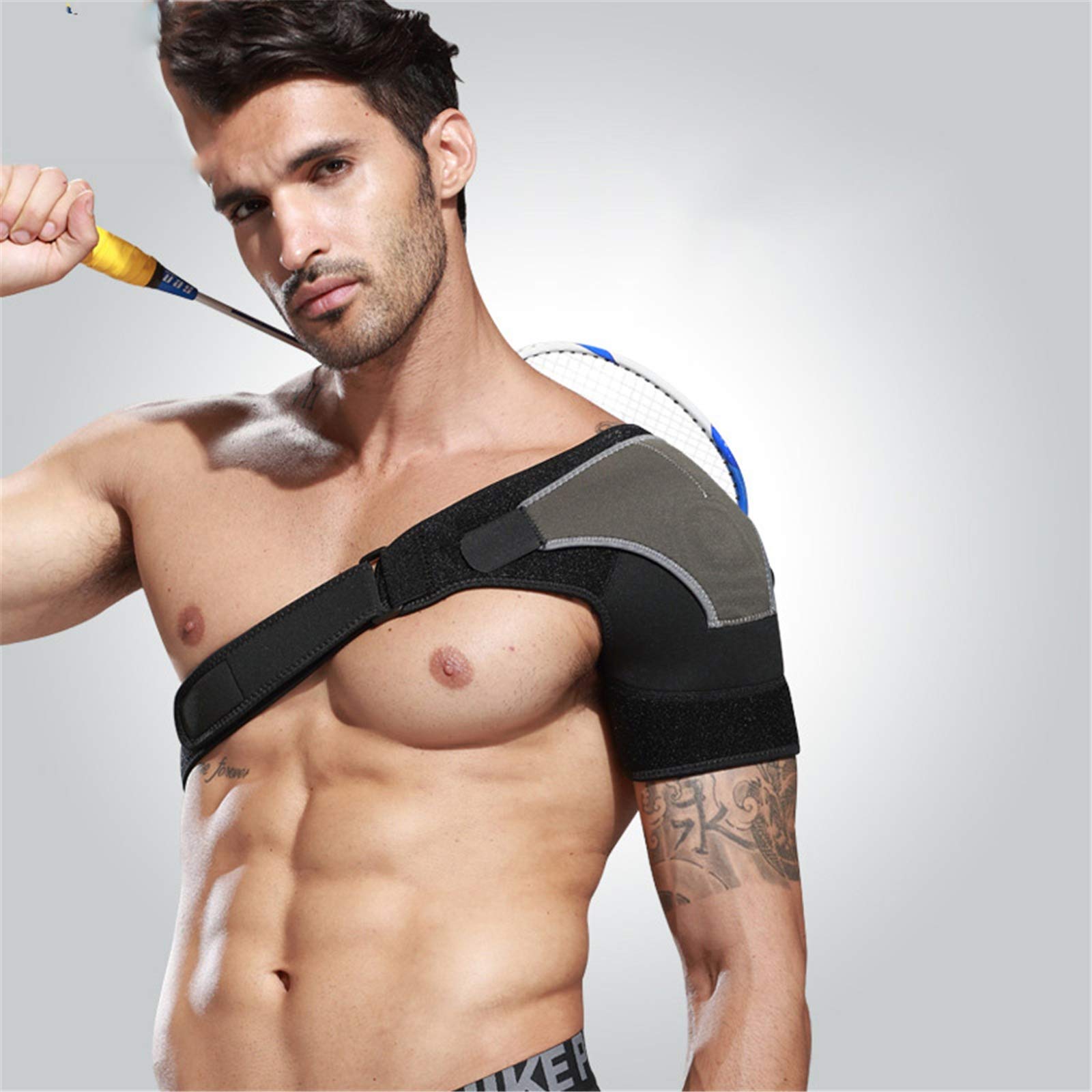 YUIJ Shoulder Brace Adjustable Compression Pad Rotator Cuff Support for Injury Prevention, Dislocated AC Joint, Frozen Pain, Sprain, Soreness