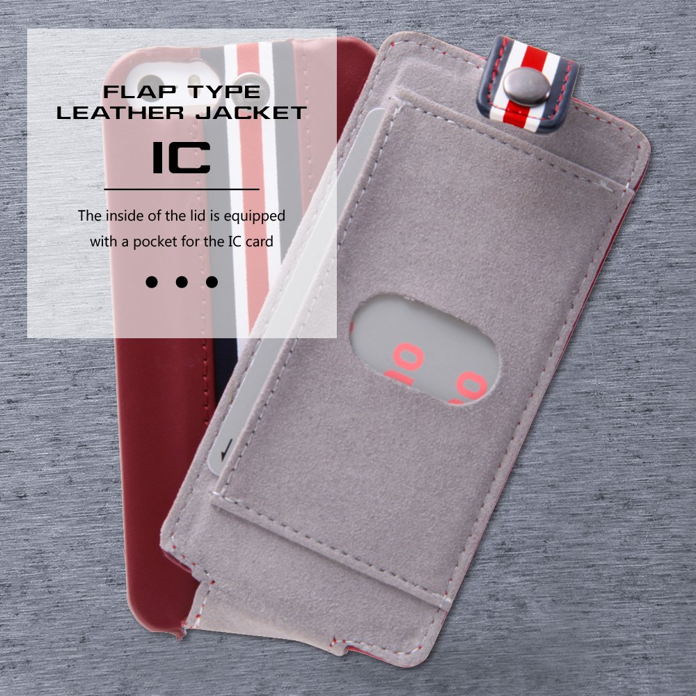 Synthetic Leather Flap Style Case for iPhone 5 (Red/Red Navy Line)