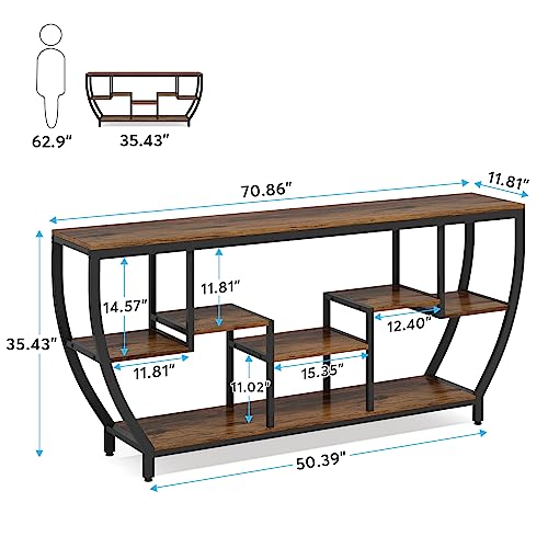 Tribesigns 70.9 Inch Long Sofa Table with Shelves, Rustic Console Table with Storage, Industrial Entryway Table TV Stand, Behind Couch Table Accent Tables for Living Room, Hallway, Foyer