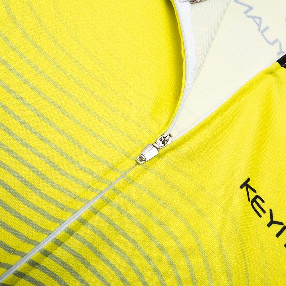 Uriah Men's Cycling Jersey Short Sleeve Reflective with Rear Pockets Ripple Yellow Size L