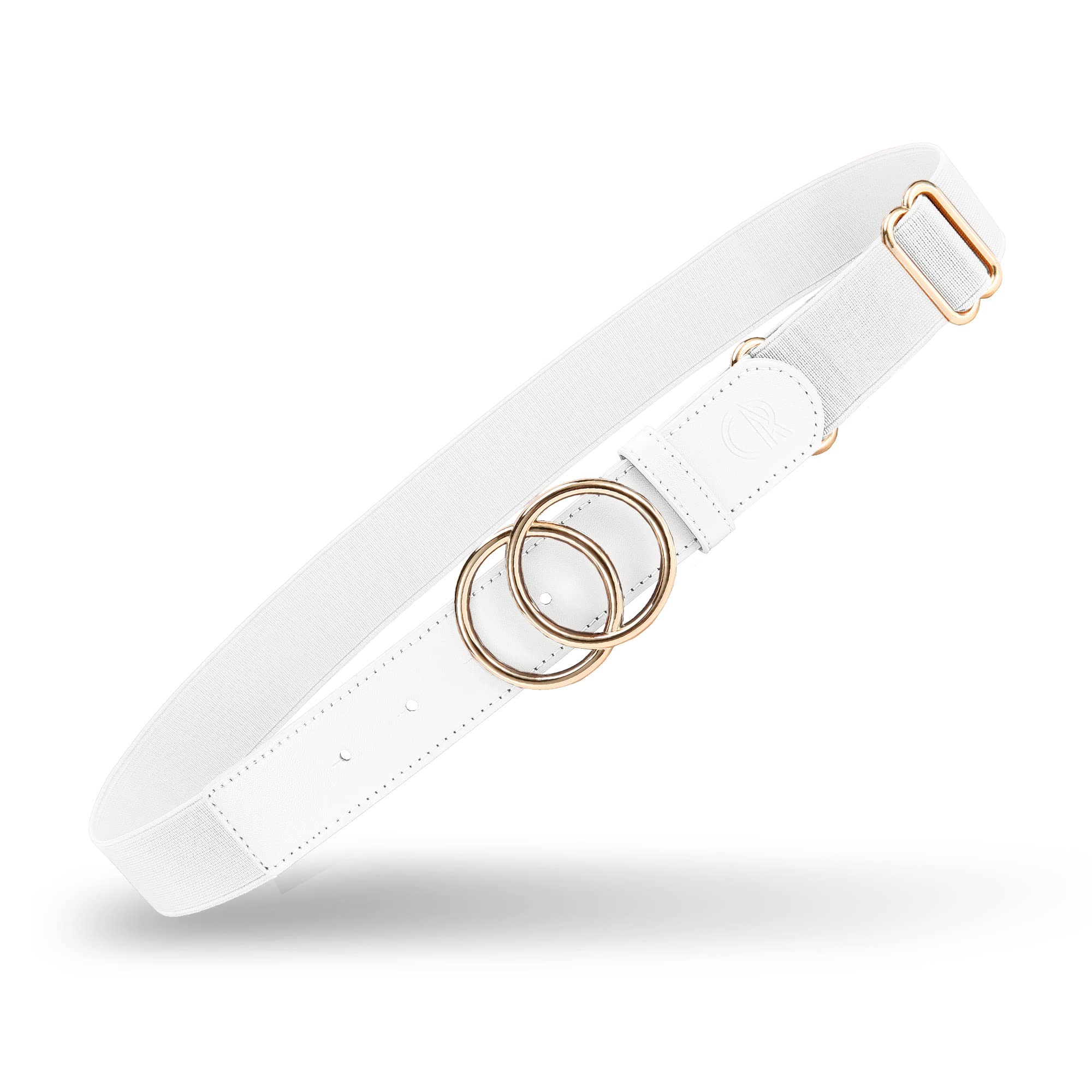 White Elastic Belt for Women - CR 1.25" Stretch Waist Belts for Women for Dresses Jeans - Fully Adjustable for Comfort Fit