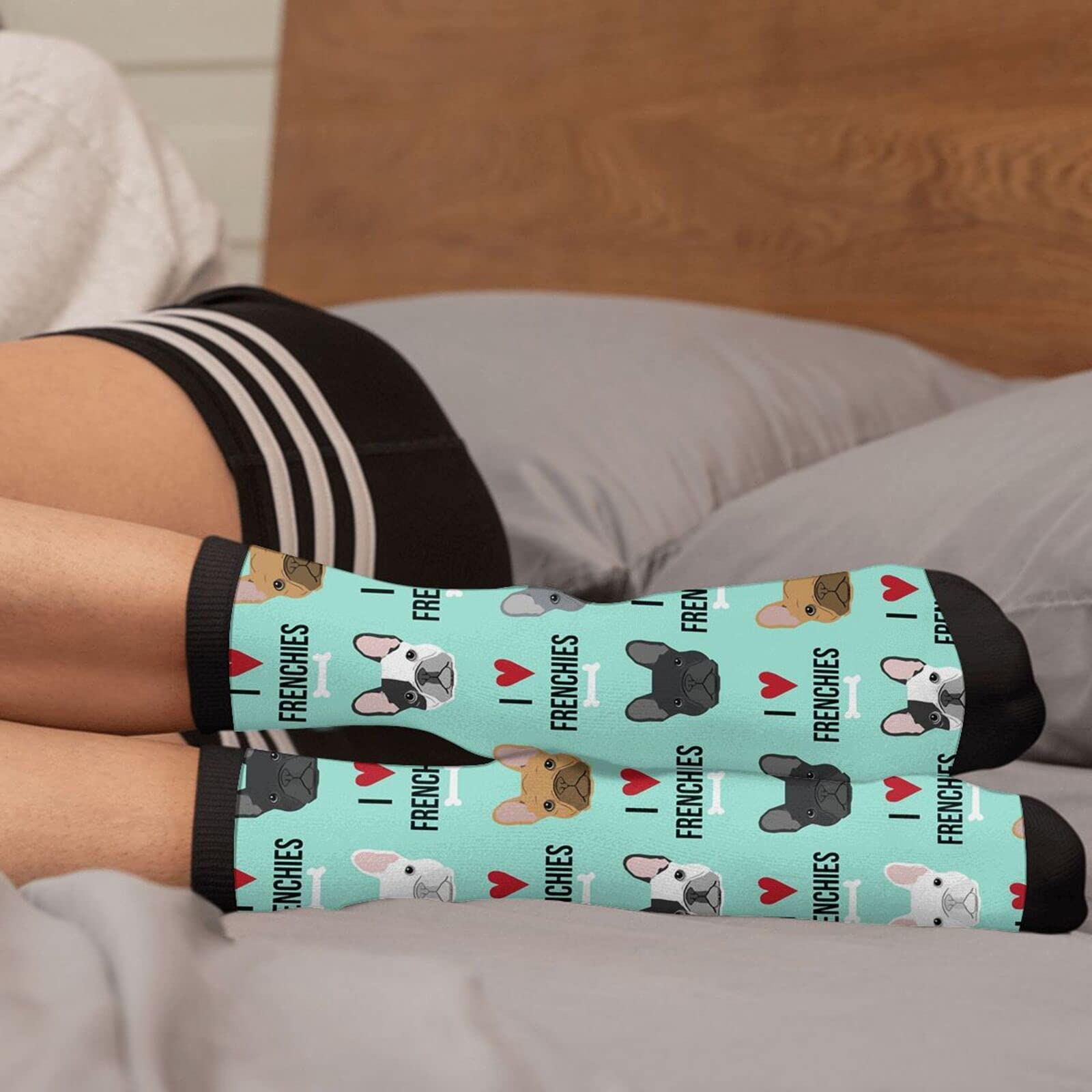 YISHOW Pink French Bulldogs Socks Women Men Funny Novelty Socks