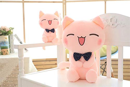 Soft Cat Plush Toy Pink Stuffed Animals Plush Doll, Sitting Height 11"