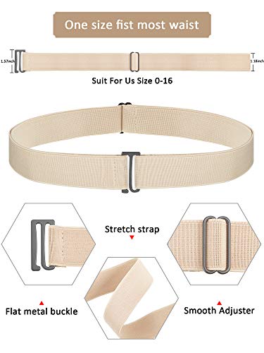 SATINIOR 2/3/4 Pack Women Elastic Stretch Belt Invisible Belts with Flat Buckle for Jeans Pants Dresses(Black, Dark Blue, Khaki, Brown,4 Pack)