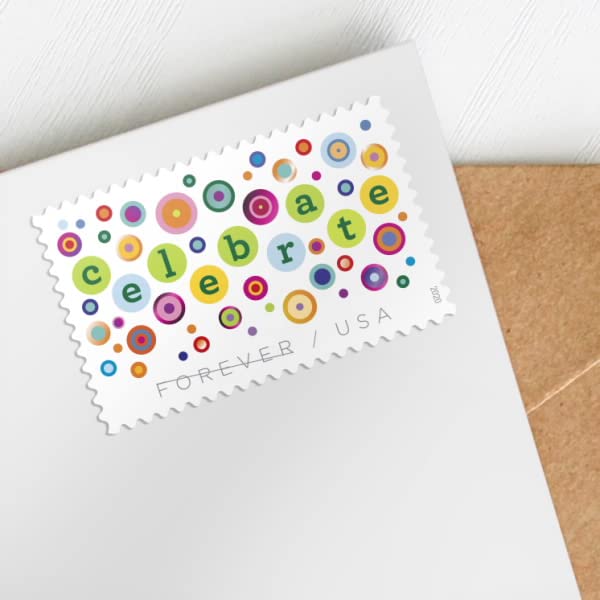 US Postal Let's Celebrate Forever First Class Postage Mailing Stamps for Invitation Wedding Celebration Party Love Valentines Graduation Announcement RSVP Scott 5434 (2 Sheet of 20) - TZ Envelope