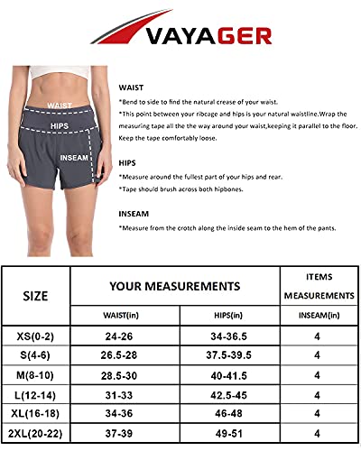 VAYAGER Women's 4 Inches Running Shorts with Liner-Lightweight,Back Zipper Pockets for Workout,Athletic and Outdoors(Grey XL)