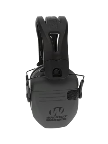 Walker's Razor Tacti-Grip Earmuffs- Battleship Grey, High Performance Silicone Composite Slip Free Headband- Natural Sound Clarity Full Dynamic Range 23NRR