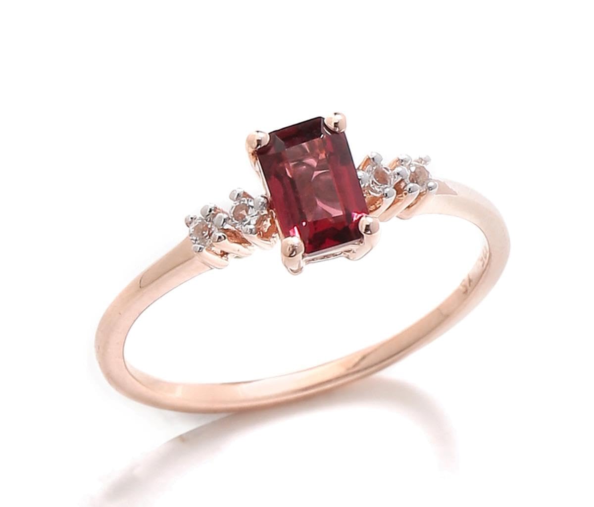 YoTreasure 0.86 ct. t.w Rhodolite Garnet & White Topaz 10kt Rose Gold Engagement Ring