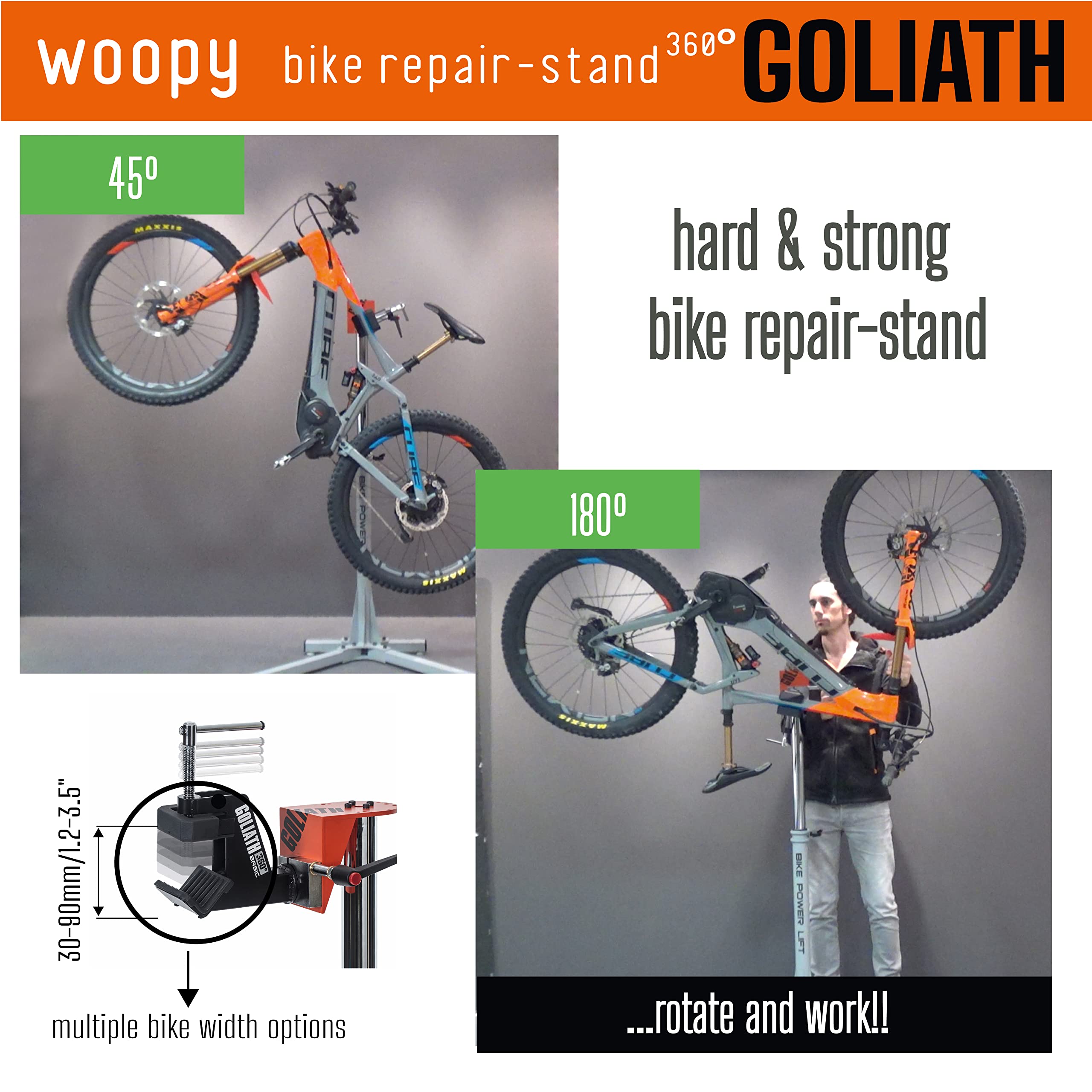 WOOPY Bicycle Repair Stand, Height Adjustable, Portable, for Bicycle Maintenance, Indoor or Outdoor Use, Max Load 132 lb, Goliath G2
