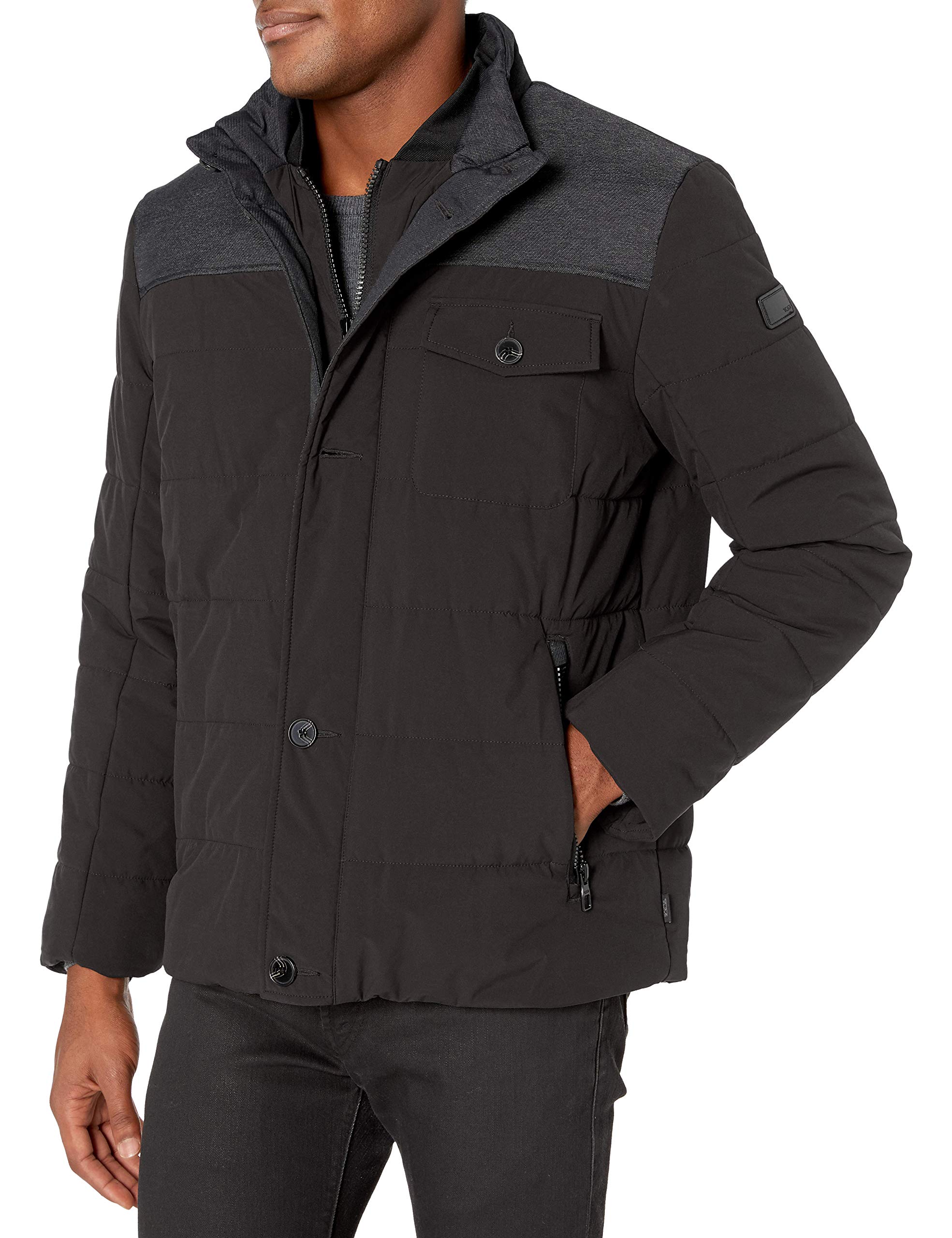 Tumi Men's Mixed Media Jacket, Black, Medium