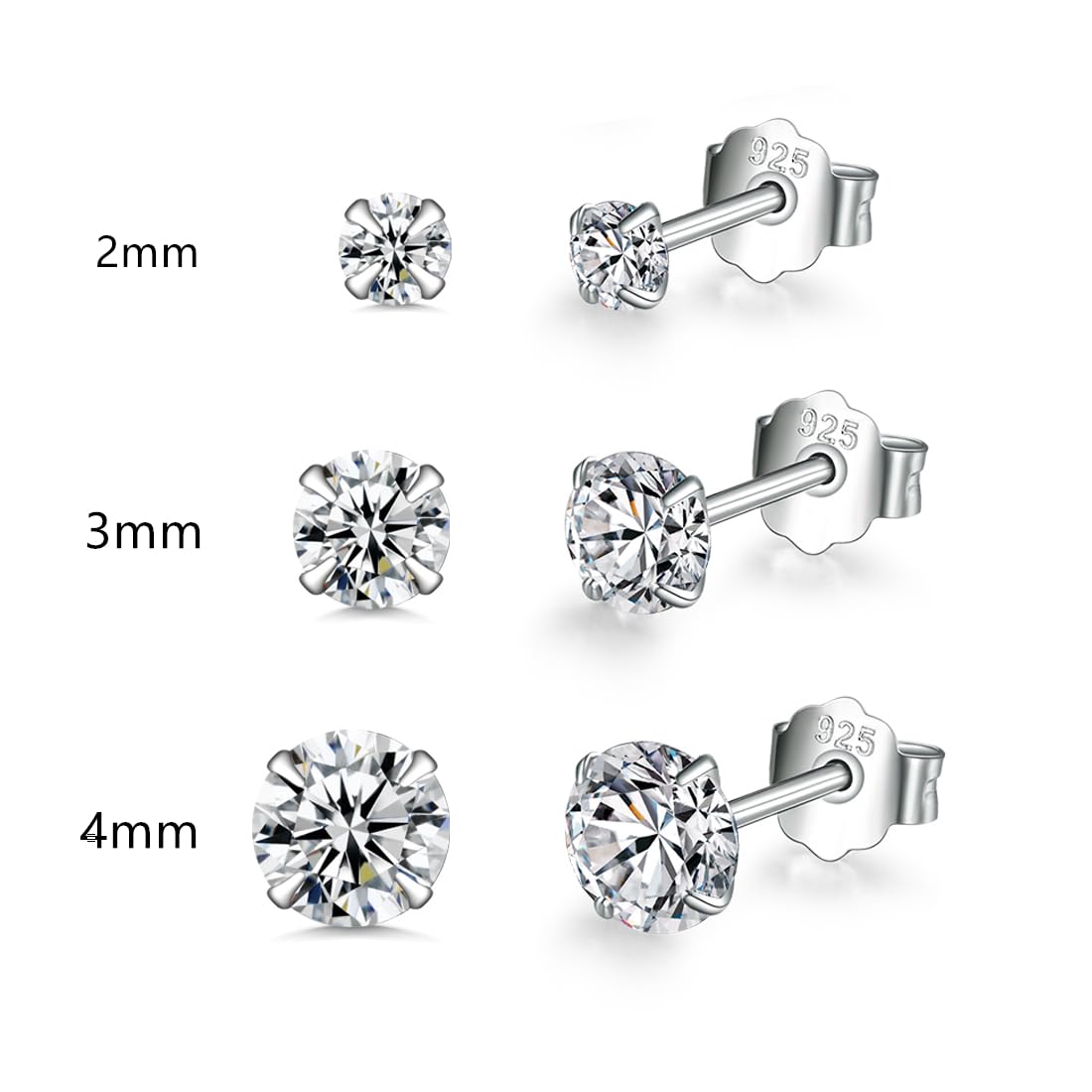 Sterling Silver Hoop Earrings | Sterling Silver Stud Earrings for Women - 6 Pairs Hypoallergenic Tiny Cubic Zirconia Stud Earrings Set & Cartilage Earring Hoops