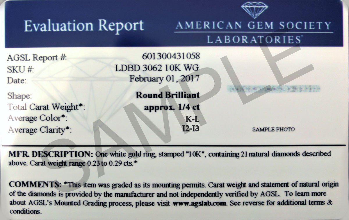 SZUL AGS Certified 1/4 Carat TW White Diamond Band in 10K White Gold