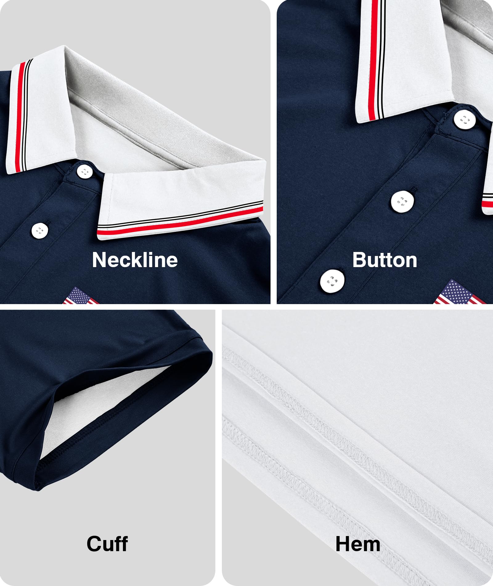 ZITY Golf Polo Shirts for Men Short Sleeve Athletic Tennis T-Shirt Navy White XL