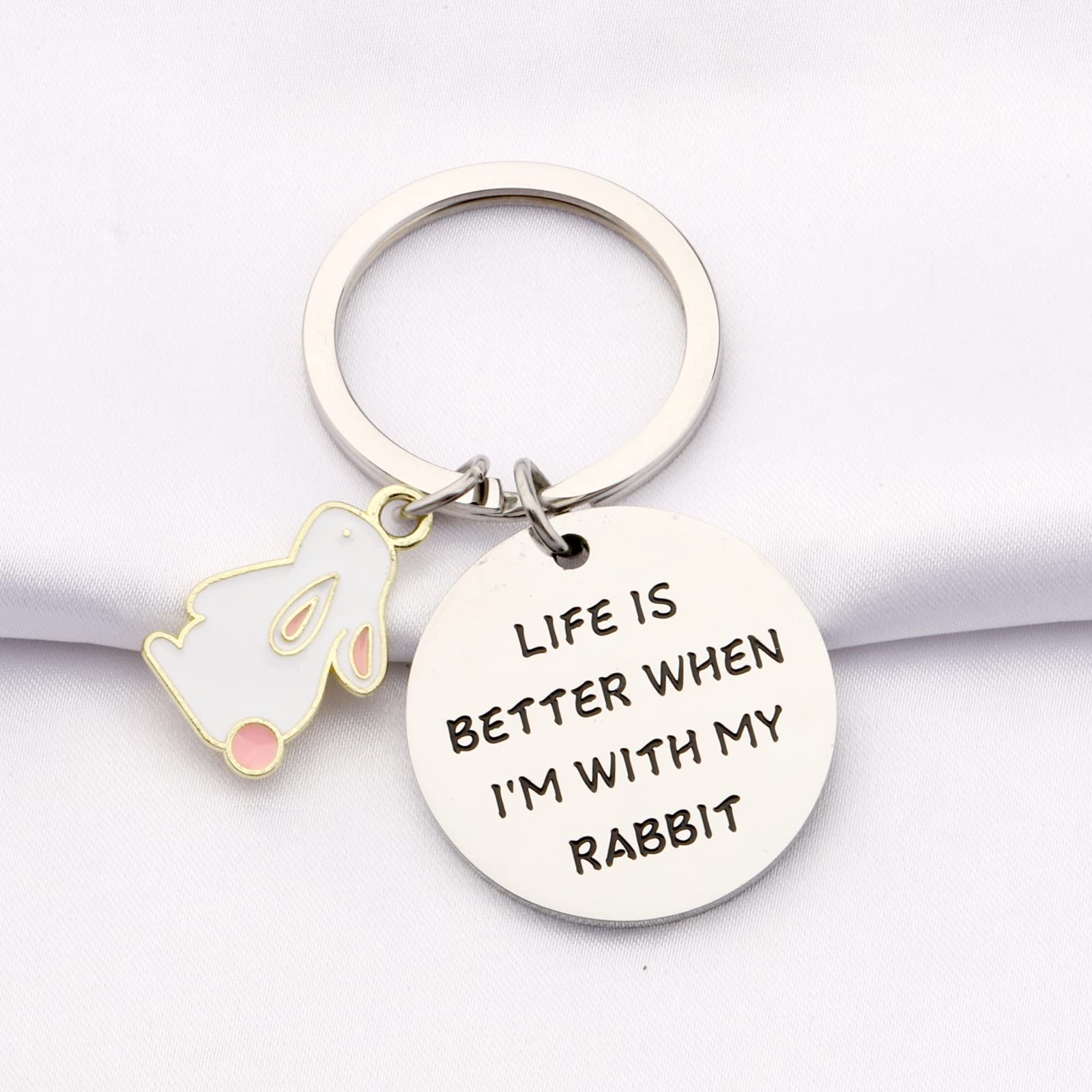 WSNANG Rabbit Keychain Life Is Better When I'm With My Rabbit Jewelry Pet Gift Easter Gift for Bunny Lover Gift (With My Rabbit KY)