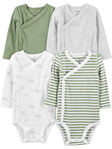 Simple Joys by Carter's Baby Boys' 4-Pack Textured Bodysuits, Grey/Avocado/Green, 0-3 Months