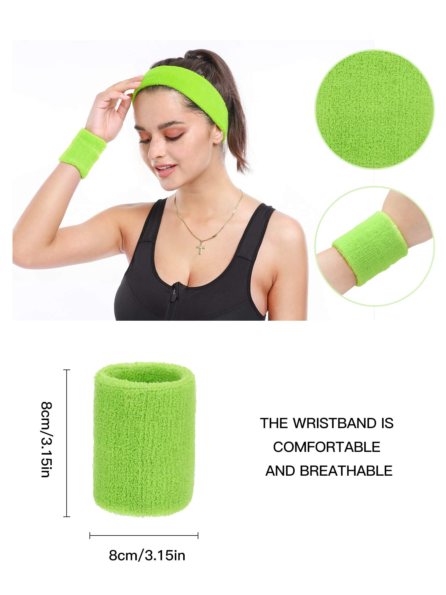 SATINIOR 80s Neon Leggings Party Retro Jogging Sports Headband Wristbands Leg Warmers (Rose Red)