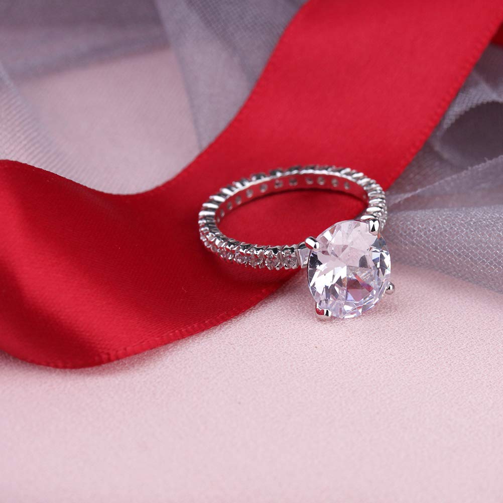 VOLUKA Sterling Silver CZ Rings Simulated Diamond Eternity Band for Women Men (5)