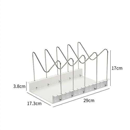 TEMKIN Dish Rack Metal Pan Pot Lid Organizer Adjustable Dish Rack Drainer Cutting Board Holder Cookware Stand Holder Kitchen Cabinet Storage Pan (Color : Black)