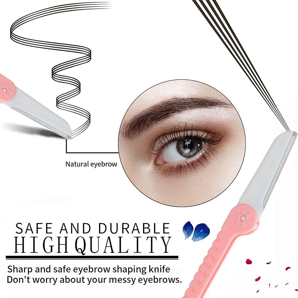 Yousha Foldable Eyebrow Razor and Facial Razors for Women, Men, Multipurpose Exfoliate Dermaplane Tool Trim and Shave Groom, Eyebrow Shaper with Plastic Box, 4pcs