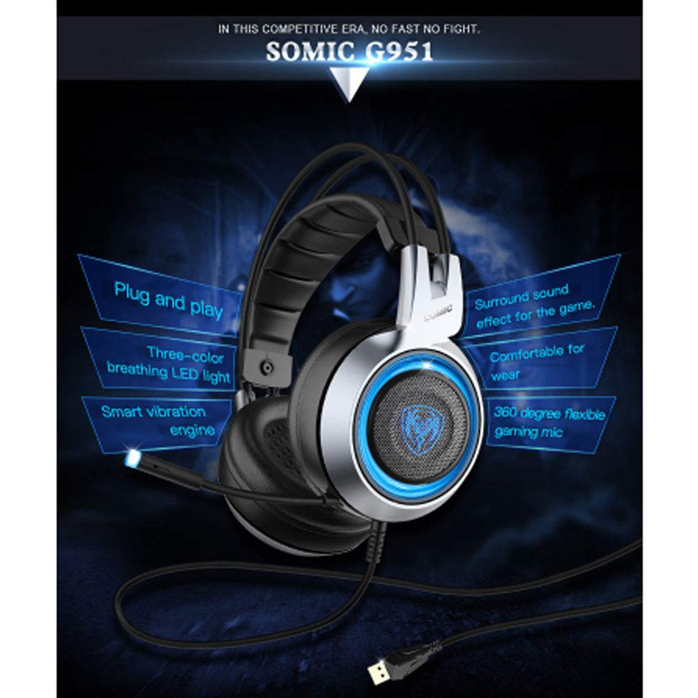 YYZLG Head-Mounted Gaming Headset to Eat Chicken Headset Light USB Plug Interface, Professional Gaming Headset