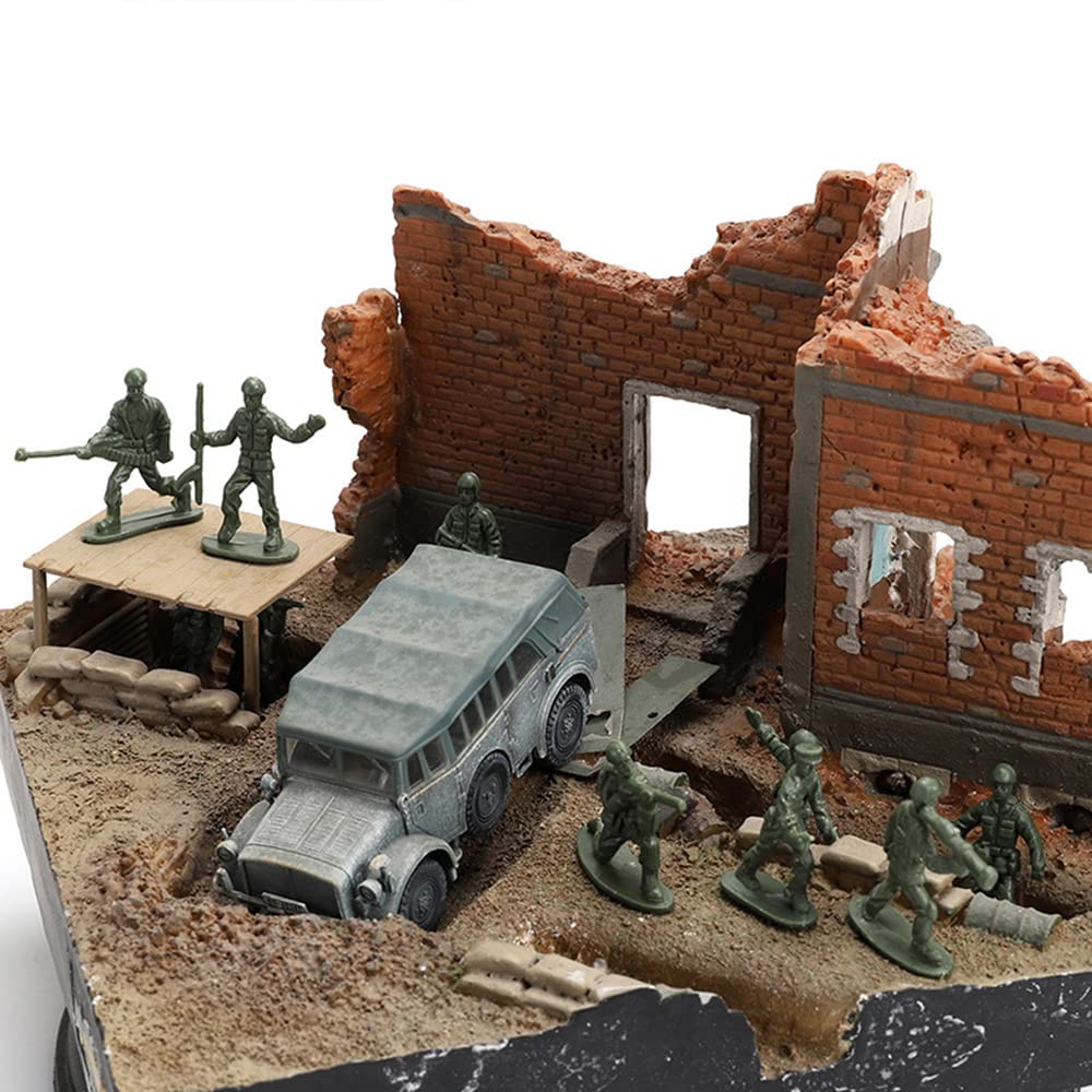 ViiKONDO 100 Pcs Army Men 1/72 Mini 2.5cm Toy Soldier Classic Green VS Tan Plastic Action Figure WWII Military Sandbox War Scene