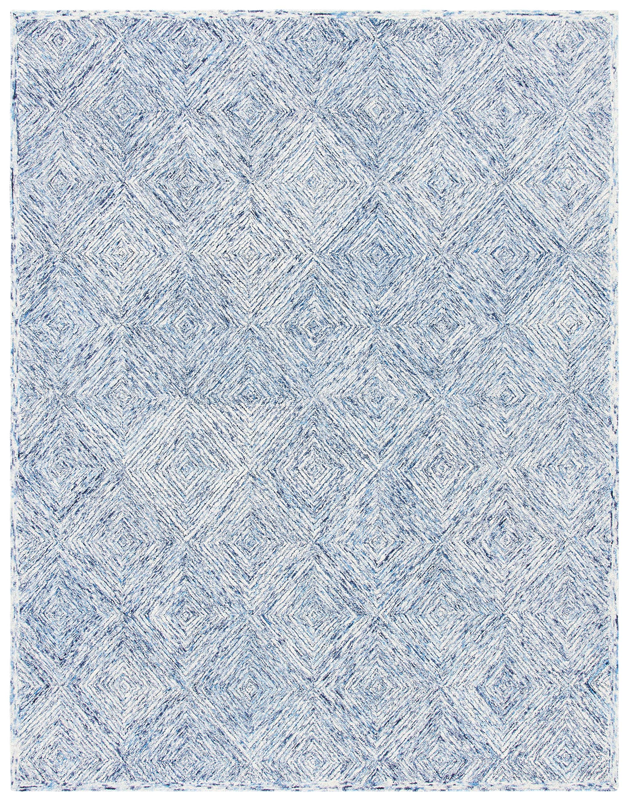 SAFAVIEH Capri Collection Area Rug - 9' x 12', Ivory & Blue, Handmade Wool, Ideal for High Traffic Areas in Living Room, Bedroom (CPR207A)