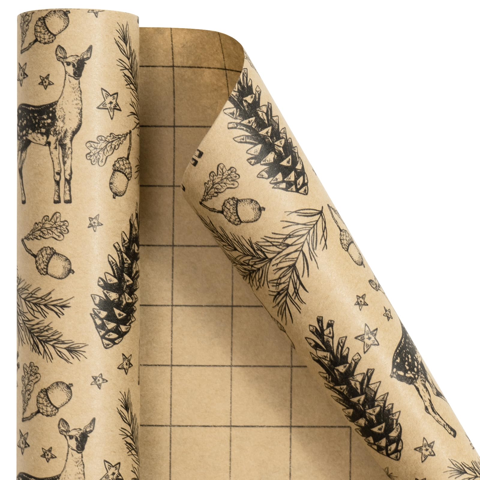RUSPEPA Kraft Hanukkah Wrapping Paper Roll - Mini Roll - Menorah Design for Holiday Gift Wrap - 17 Inches X 32.8 Feet