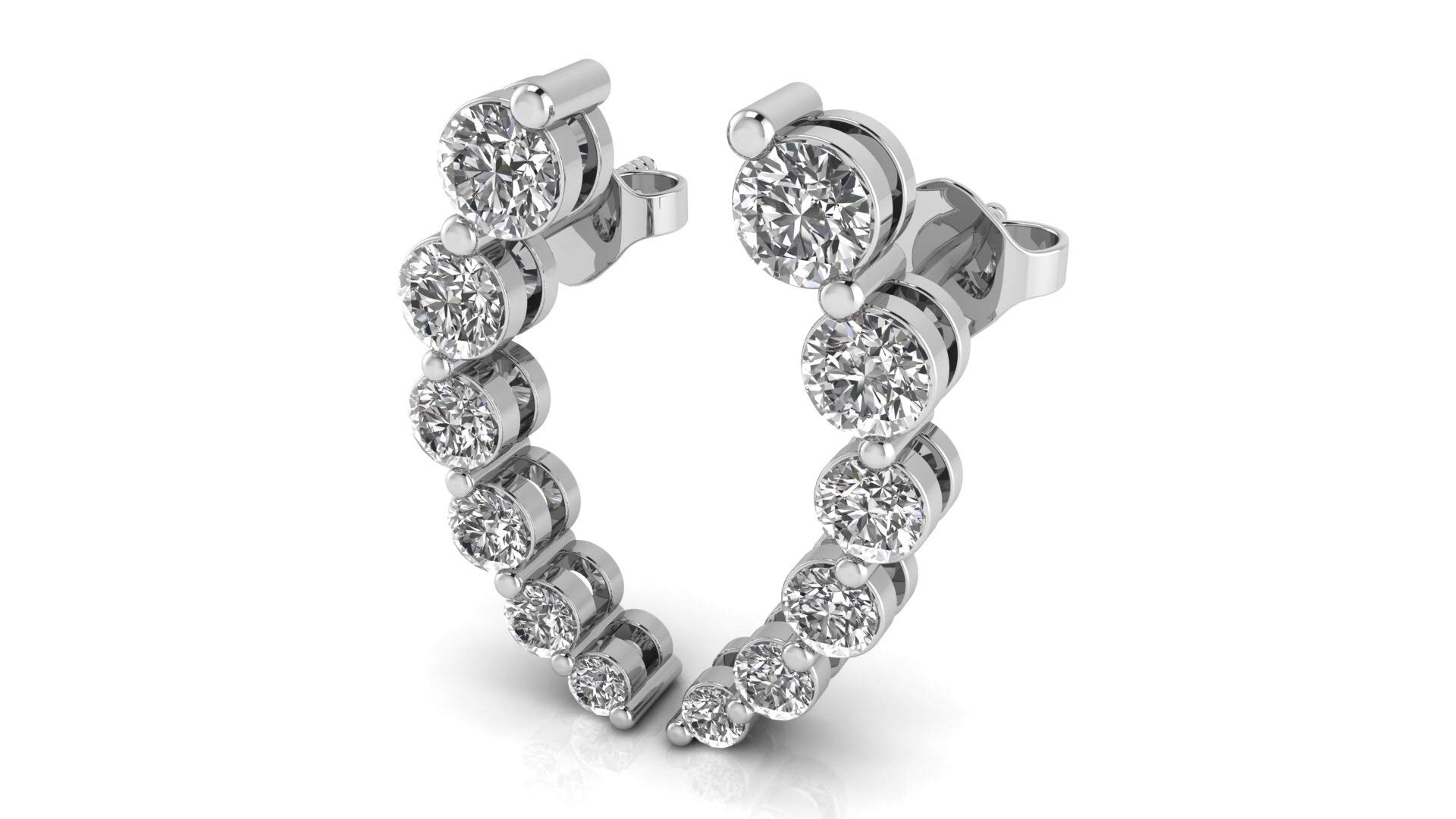 TwoBirch 925 Sterling Silver Earring Crawler Ear Climber Cubic Zirconia Earrings
