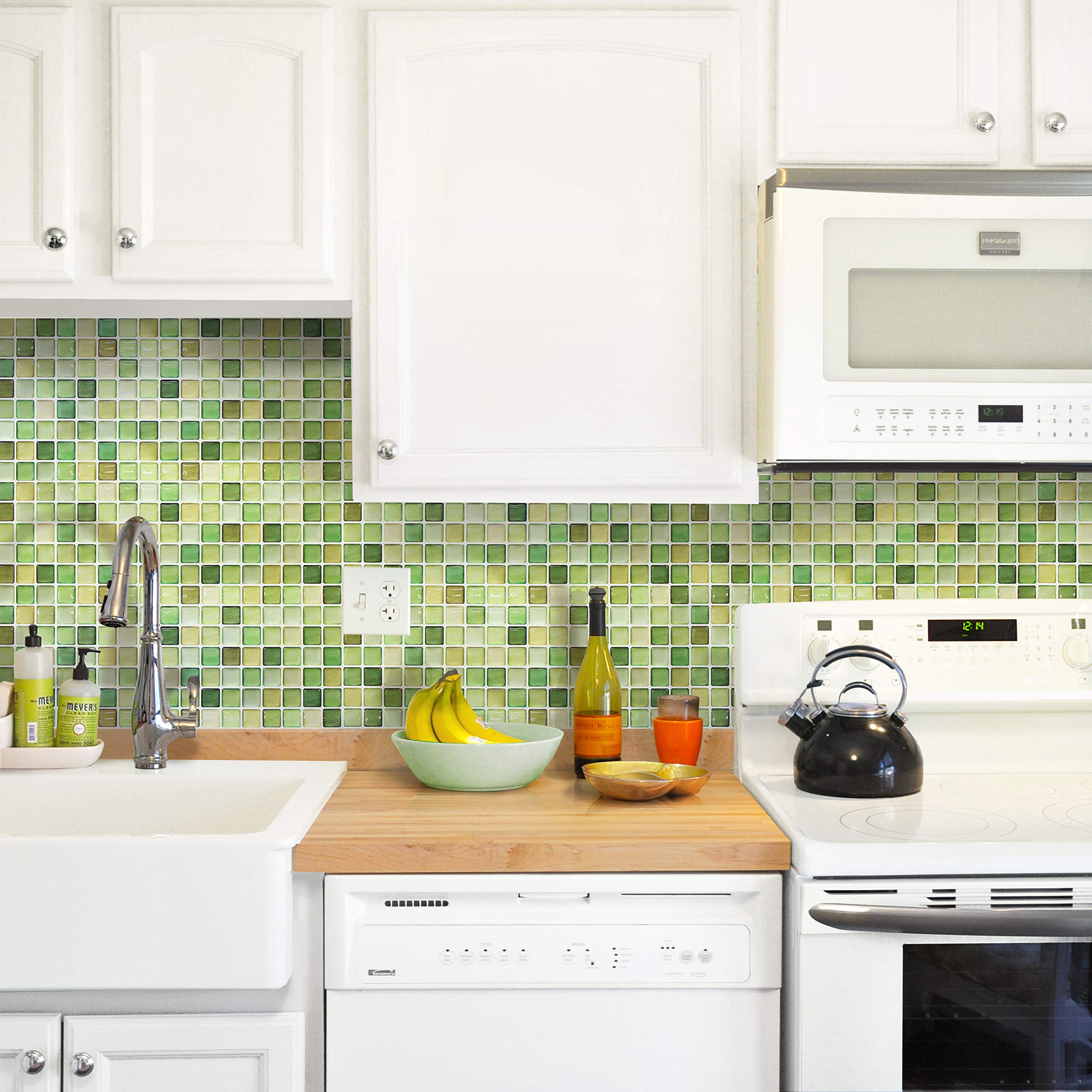 Unidesign Beaustile Peel and Stick Backsplash 3D Mosaic Tile Sticker (N.Green) (2, 5.28" x 14.8")