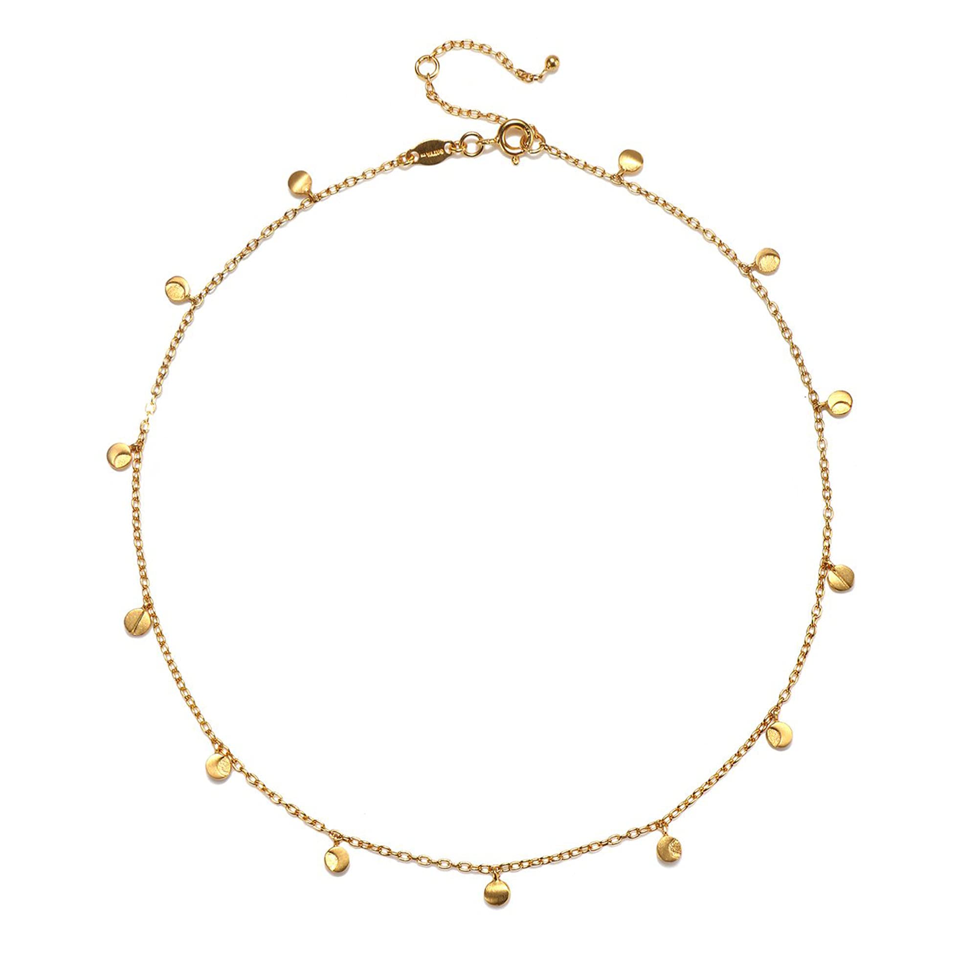 Satya Jewelry 18K Yellow Gold Plated Moon Phase Choker Women's Necklace, 14" with 2" Extension