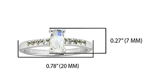 YoTreasure 0.64 ct Moonstone White Topaz Solid 925 Sterling Silver Gemstone Ring Jewelry