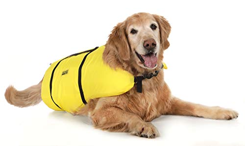 Seachoice Dog Life Vest, Adjustable Life Jacket for Dogs, w/Grab Handle, Yellow, Size XL, Over 90 Lbs.