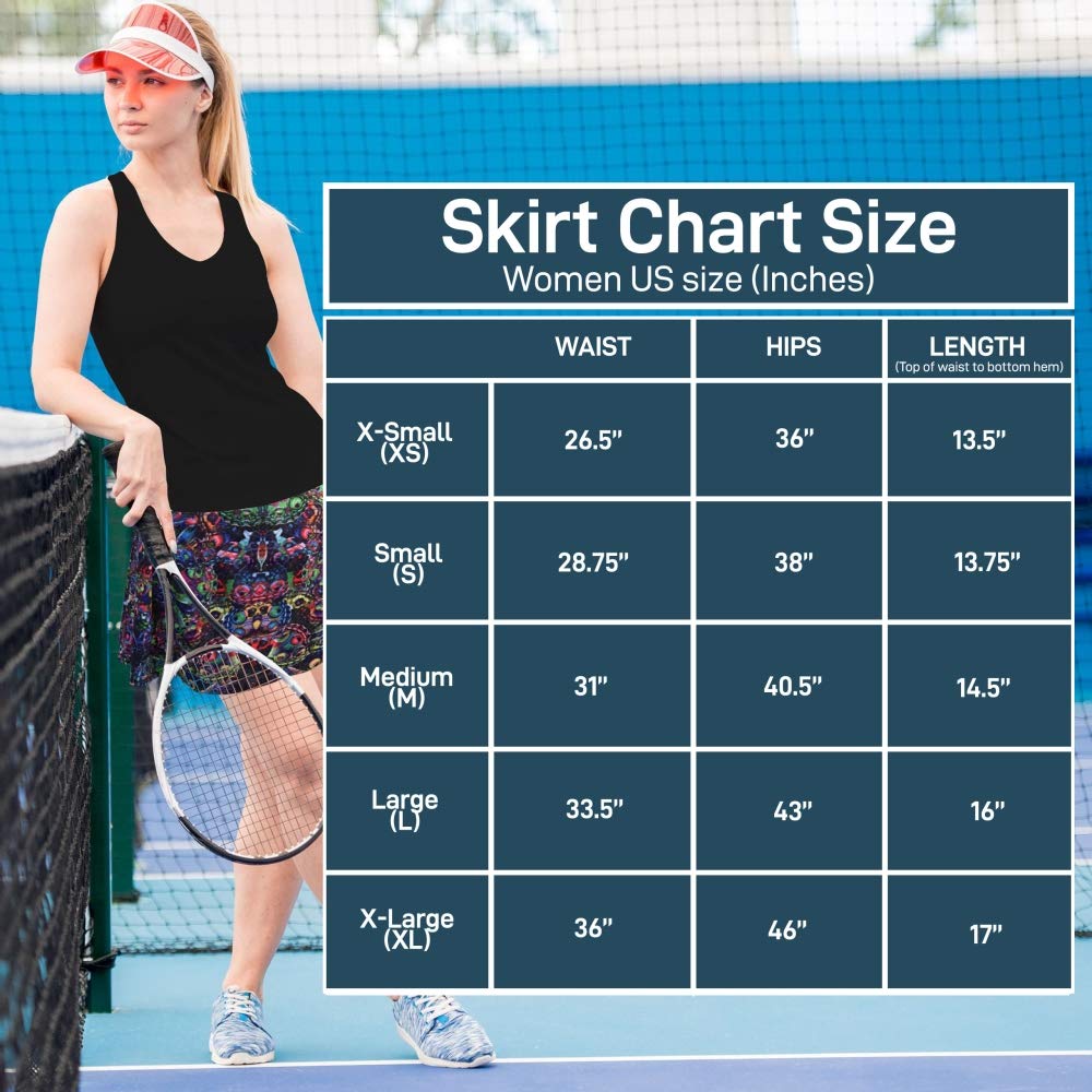 XrSzChic Womens Tennis Golf Skirt Athletic Exercise Floral Print Skorts Pockets