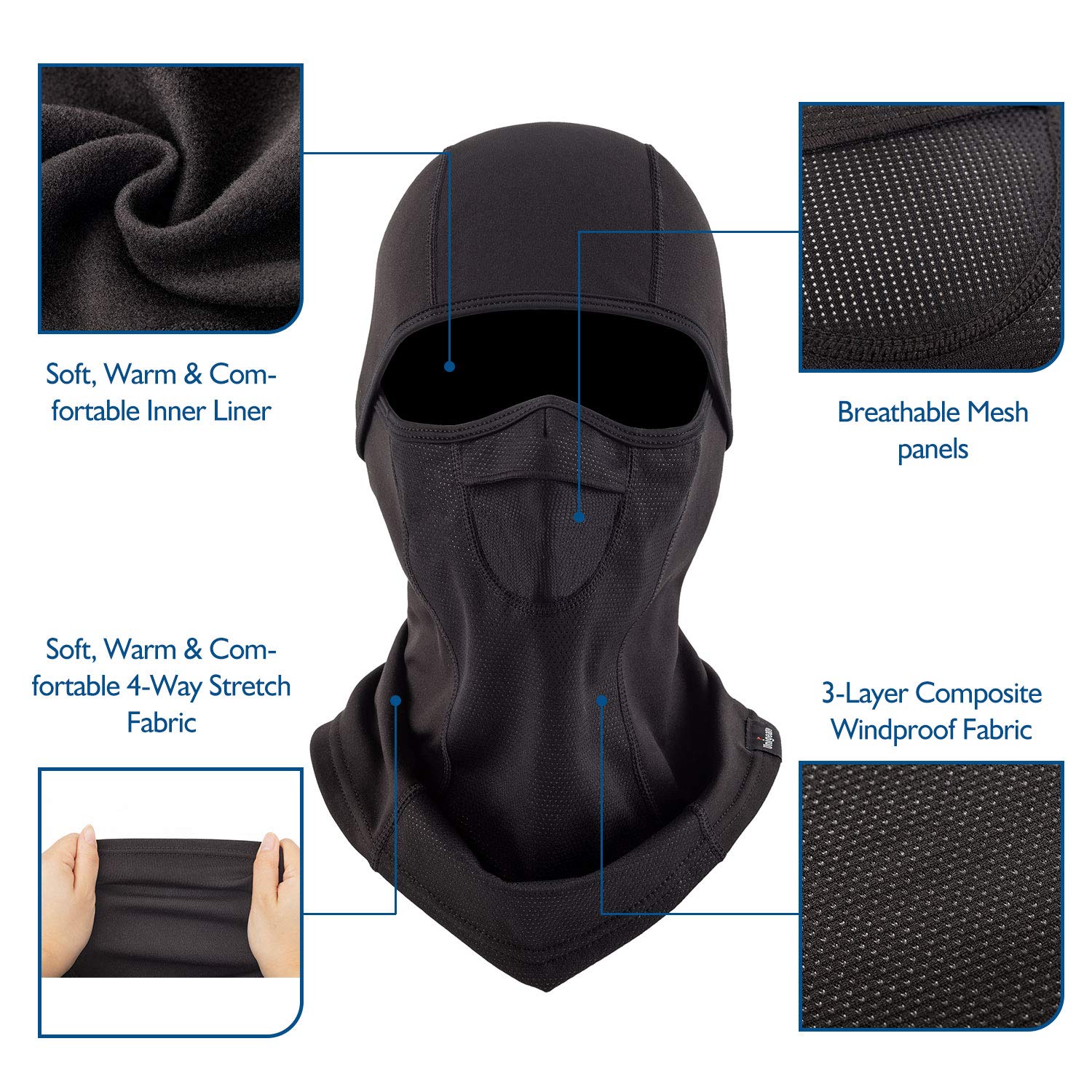 Unigear Balaclava Ski Mask, Windproof Cold Weather Winter Face Mask for Skiing, Snowboarding & Motorcycling