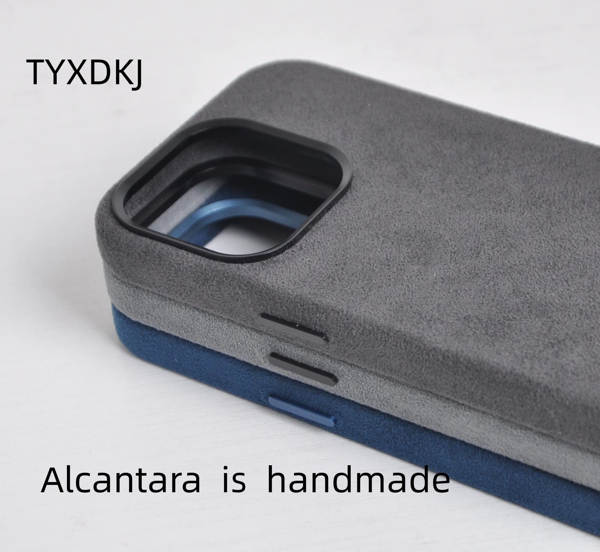 TYXDKJ Alcantara Case for iPhone 13 Pro,Handmade Fully-Wrapped Synthetic Suede Cover, Compatible with MagSafe Wireless Charging(Black)