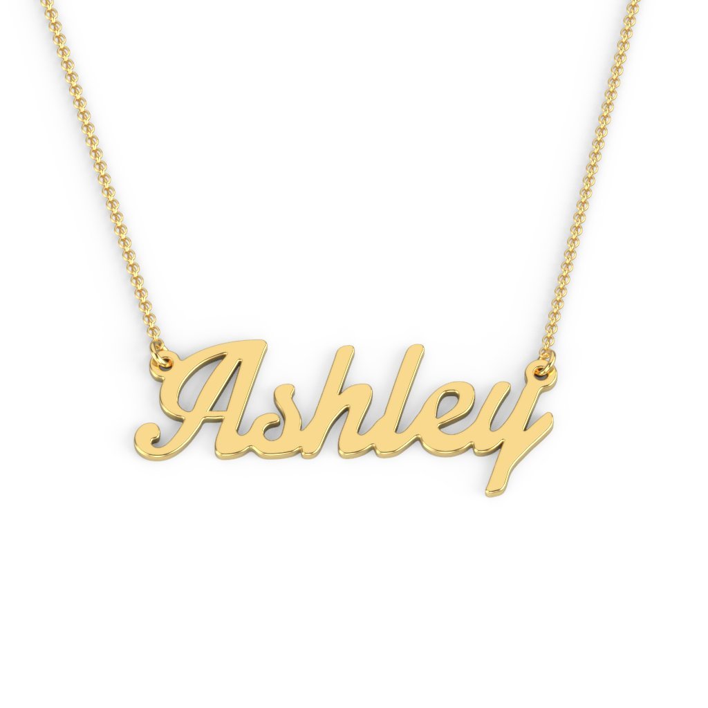 TSD 14K Yellow Gold Personalized Name Necklace with a 16" Chain in Glamorous Font by JEWLR*