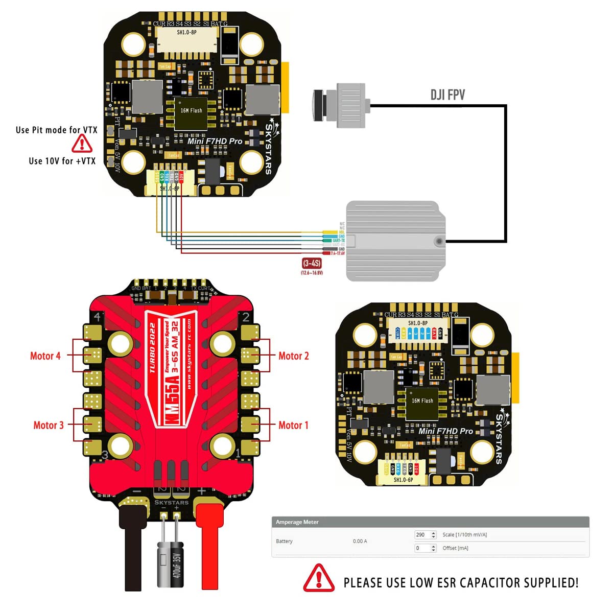 SKYSTARS F722 MINI Flight Controller 55A 4IN1 ESC 20×20mm Stack 3-6S Baro Built-in OSD LED for DJI HD VTX RC FPV Racing Drone Quadcopter