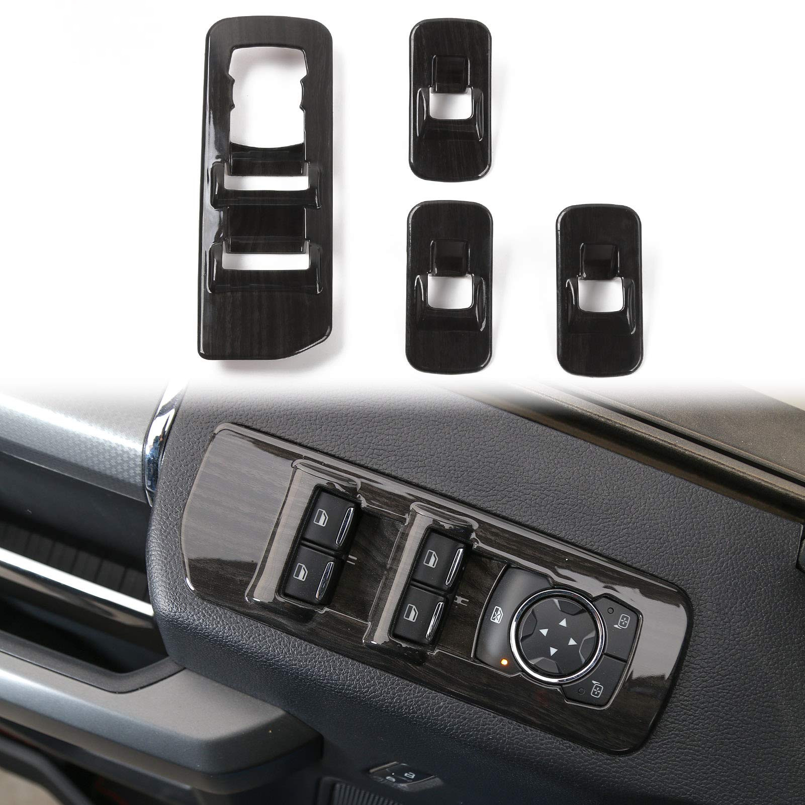 Voodonala Black Wood Grain Window Lift Panel Switch Trims Kit for 2015 2016 2017 2018 Ford F150