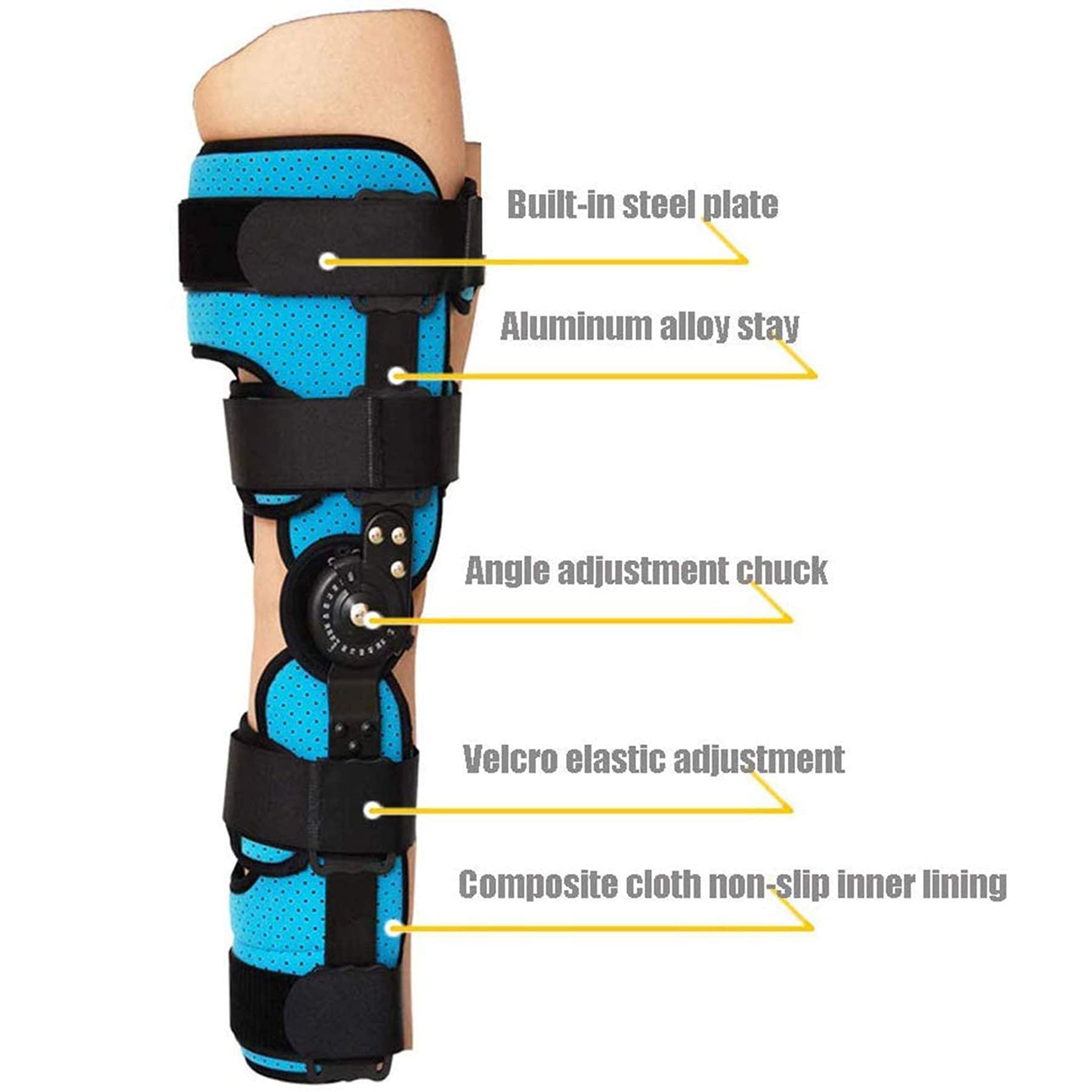 WILLQ ROM Knee Brace Post-Op Hinged Immobilizer Support Knee Brace for Recovery Stabilization MCL and PCL Injury Adjustable Medical Orthopedic Support Stabilizer After Surgery,Small