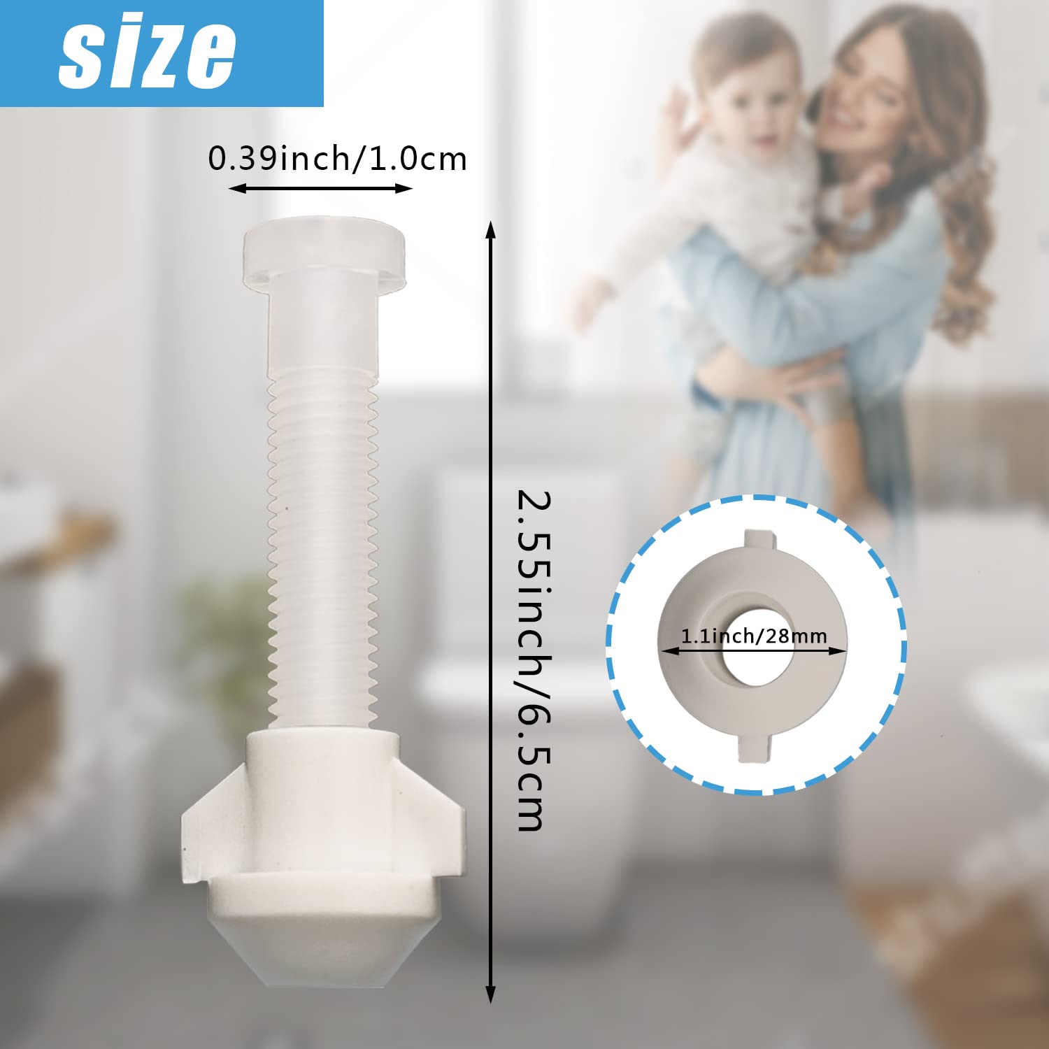 Toilet Seat Parts, Including Screw and Nut,Replacement Plastic Toilet Seat Hinges, For Top Mount Toilet Seat Hinge, 2 Pack (White)