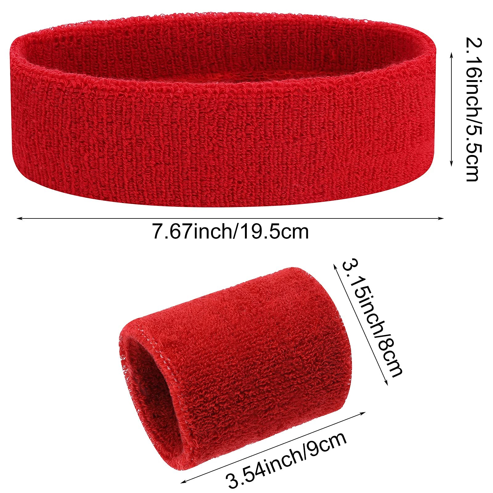 Yolev Sports Headband Wristband Set Sweatbands (1 Headband and 2 Wristbands) for Athletic Men and Women red