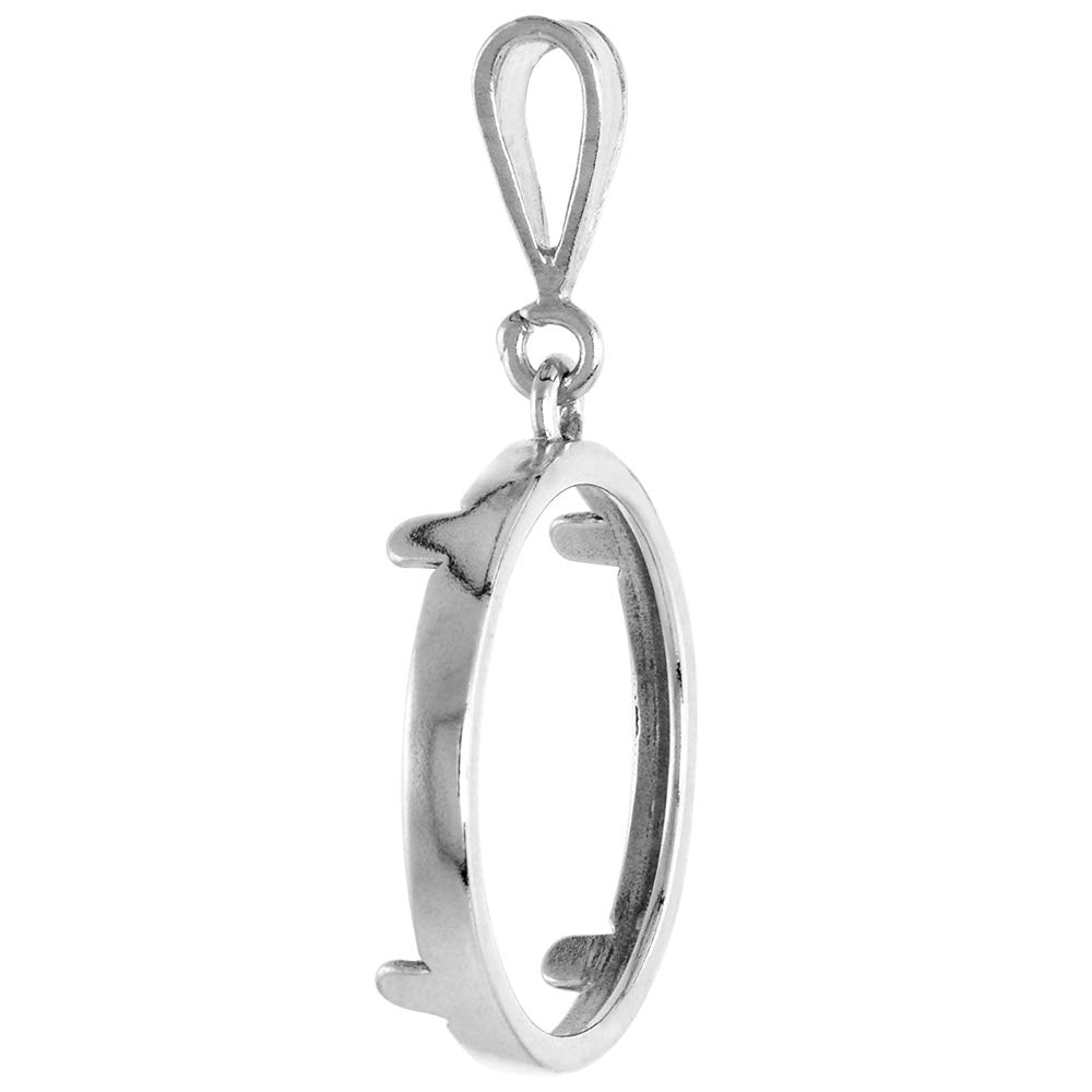 Sterling Silver Nickel Bezel 21 mm Coins Prong Back Square Edge 5 Cent Coin NOT Included