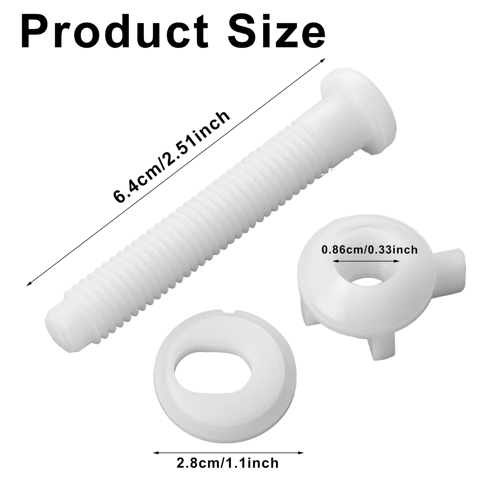 Toilet Seat Screws Replacement Universal White Plastic Toilet Seat Bolts and Nuts Toilet Seat Hinge Bolt Screws Parts Replacement Kit Toilet Lid Screws Hardware