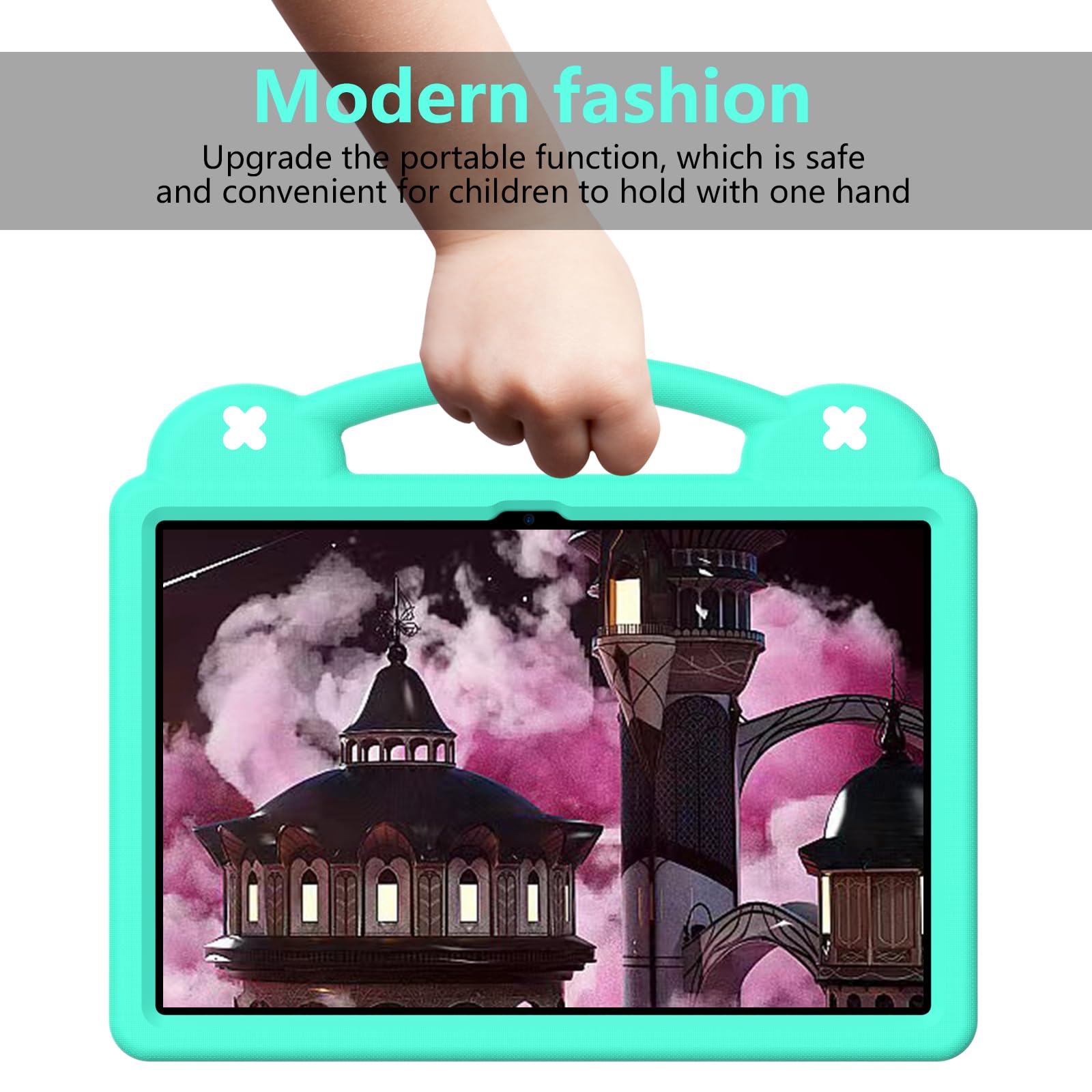 YRH for Lenovo Tab P12 12.7 inch Case 2023 (TB370FU), Kids EVA Stand Handle Protective Cover for Lenovo P12 Tablet Case, Rose