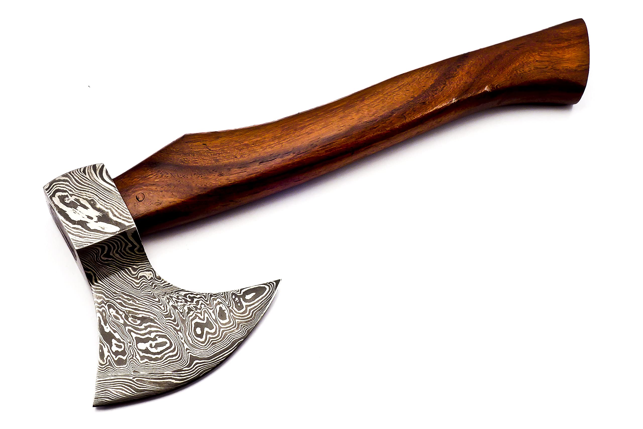 Skokie Knives Custom Damascus Steel Axes Hatchet Head Rose Wood Handle -Handmade Premium Quality Edge Fixed Blade – For Multipurpose–Ideal for Survival Hunting Camping Hiking Outdoor Every Day Carry
