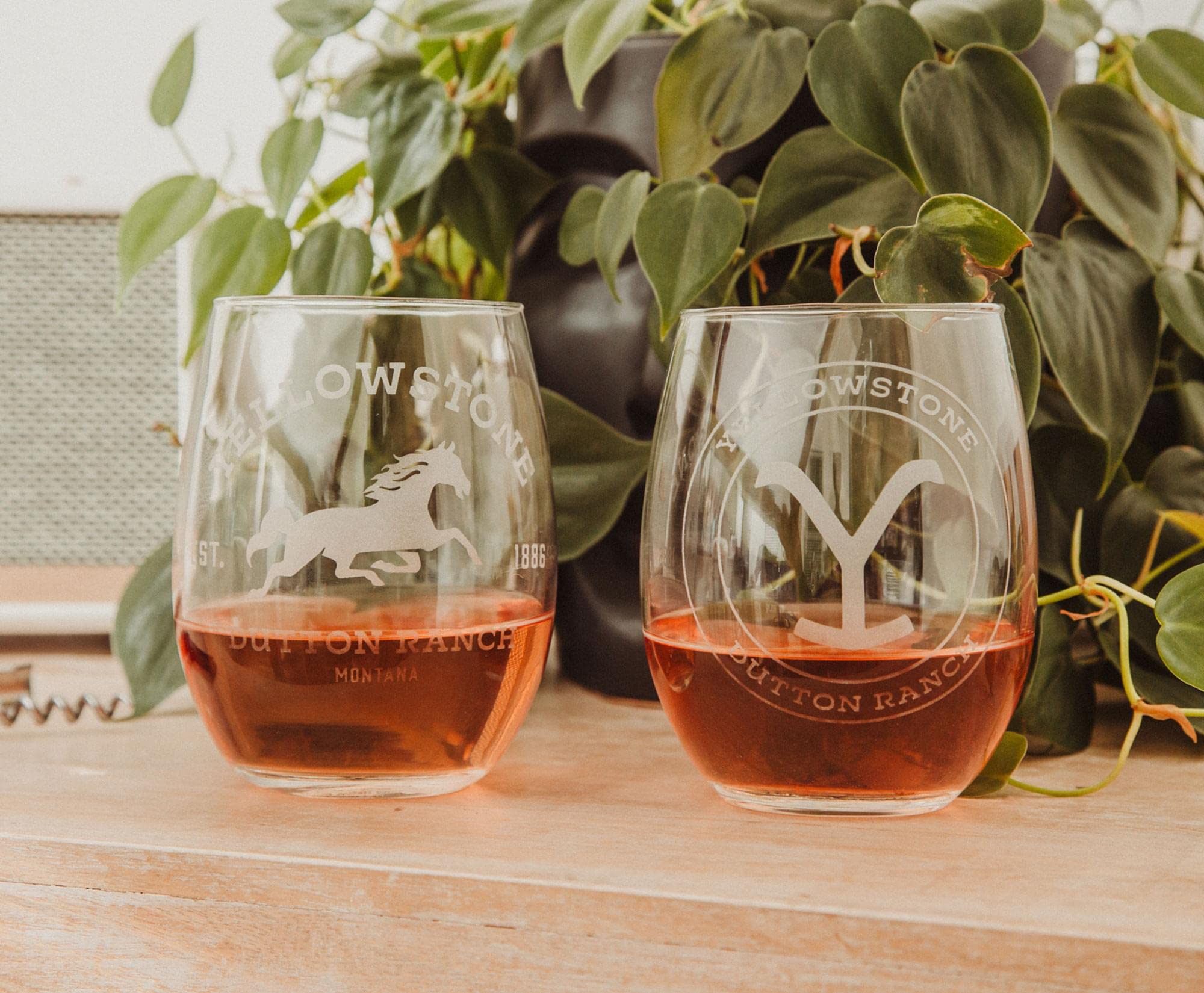 Toynk Yellowstone Dutton Ranch 20-Ounce Stemless Wine Glasses | Set of 2