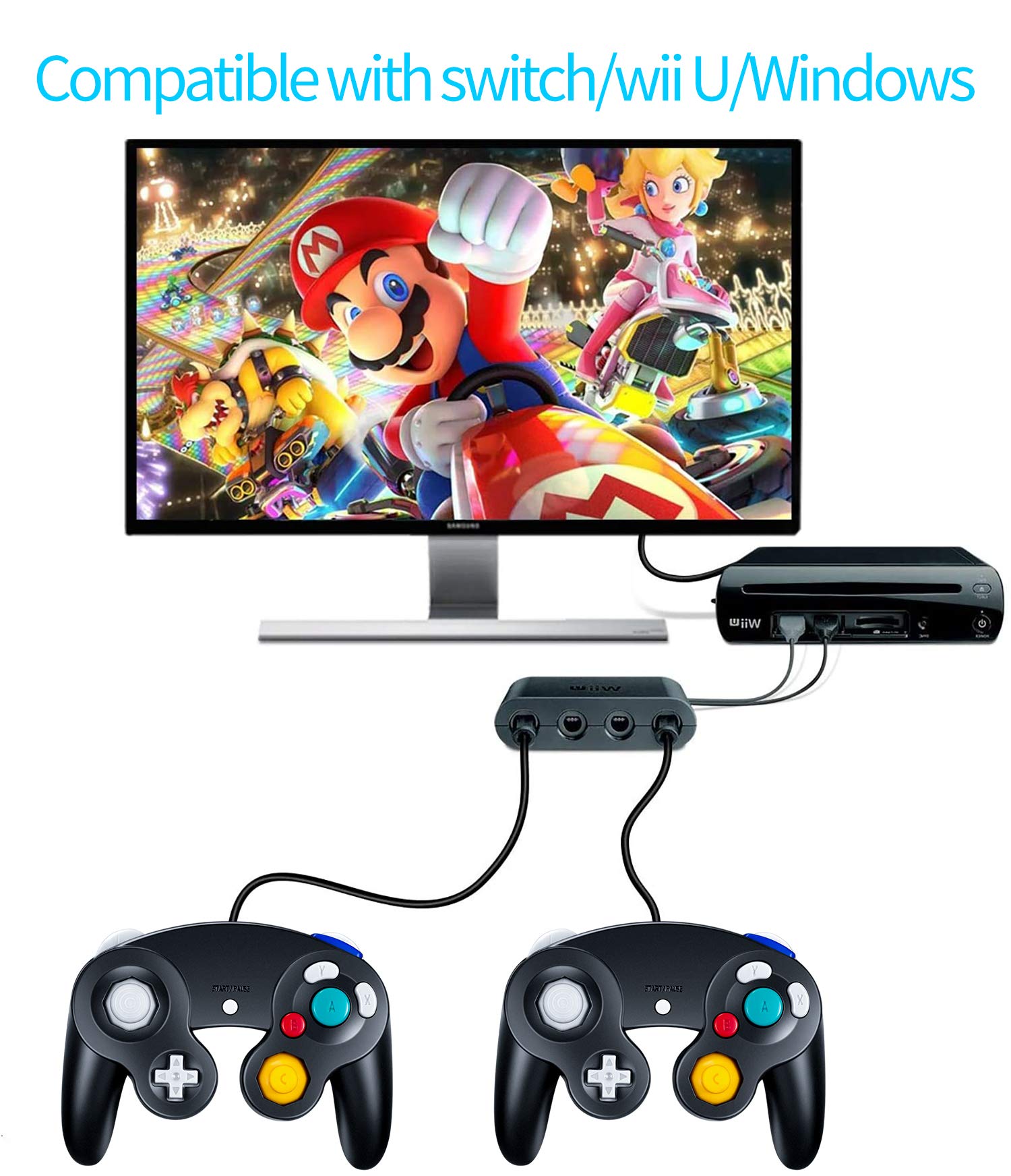 SogYupk 2 Pack Controller Replacement for Gamecube Controller,Wired Controllers Classic Gamepad compatible with Nintendo and Wii Console Game Remote(Black 2 pcs)