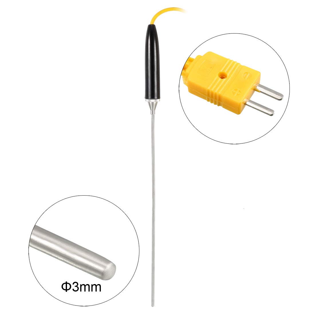uxcell K-Type Probe Thermocouple Temperature Sensor(0 to 800C) 3x200mm